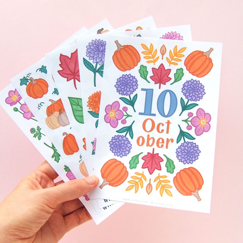 October Flower Stickers - Willwa
