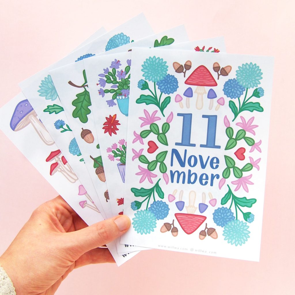 November Flower Stickers - Willwa