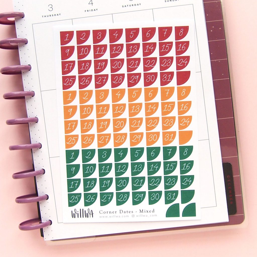 Corner Dates - Christmas Colors - Willwa