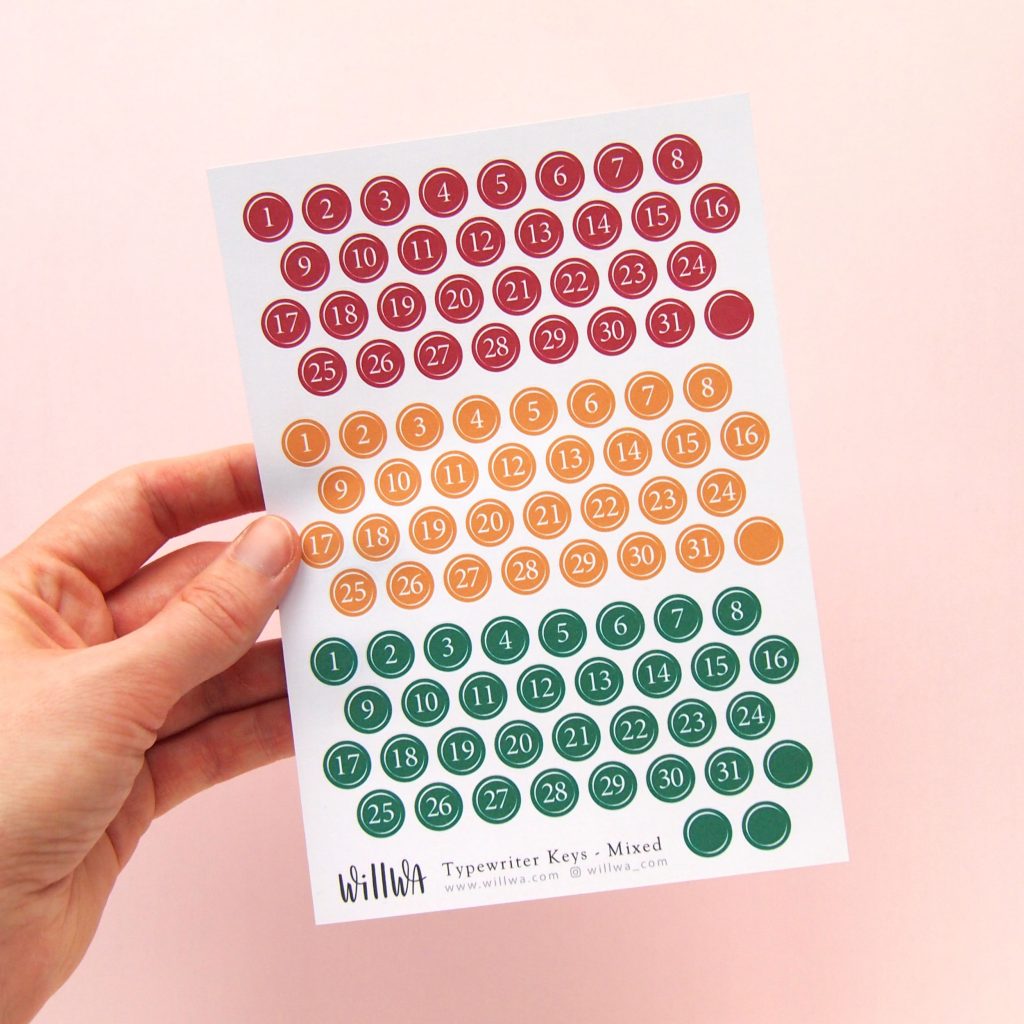 Typewriter Key Dates - Christmas Colors - Willwa