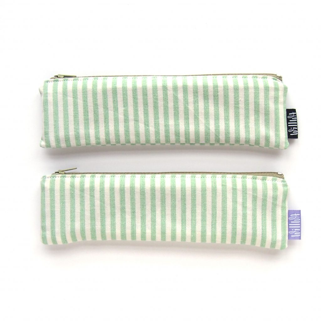 Mini Pencil Case - Mint Green Stripes - Willwa