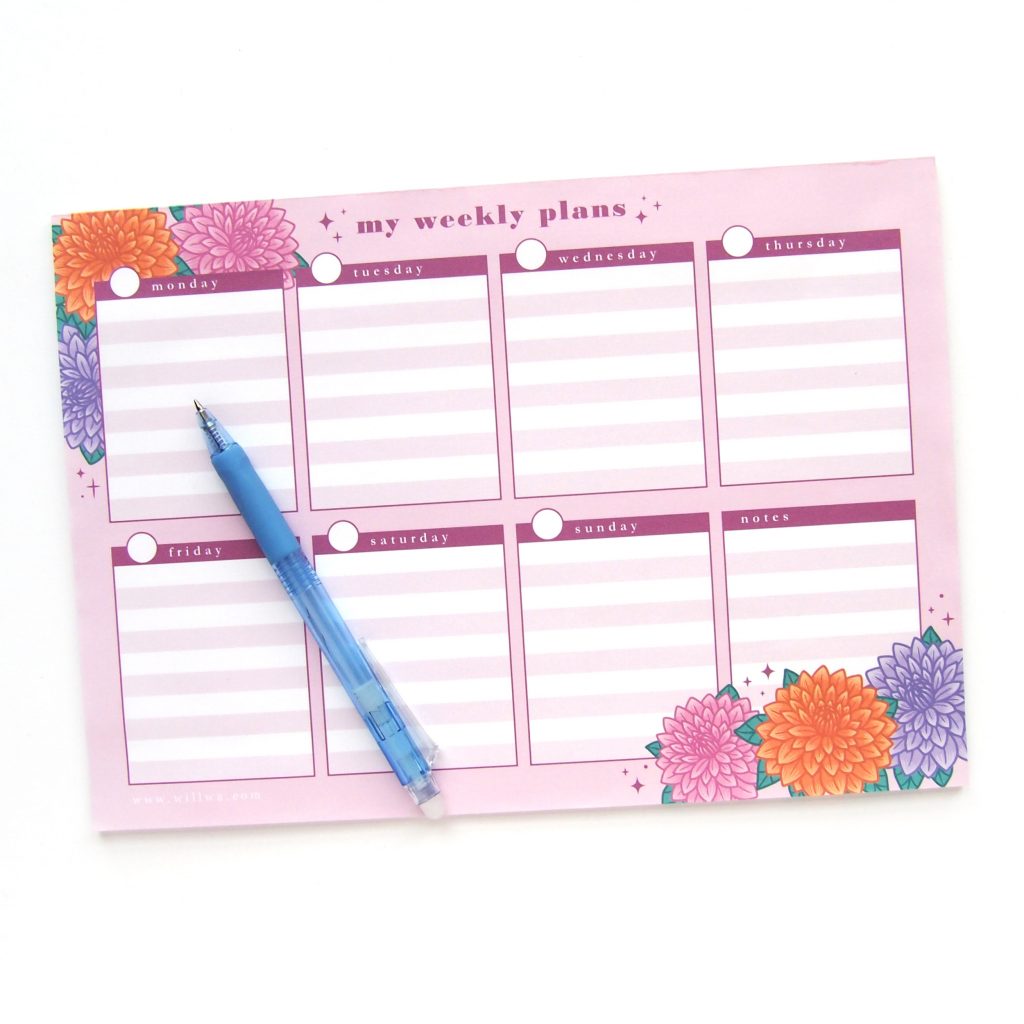 Weekly Planner Notepad - Dahlia - Willwa